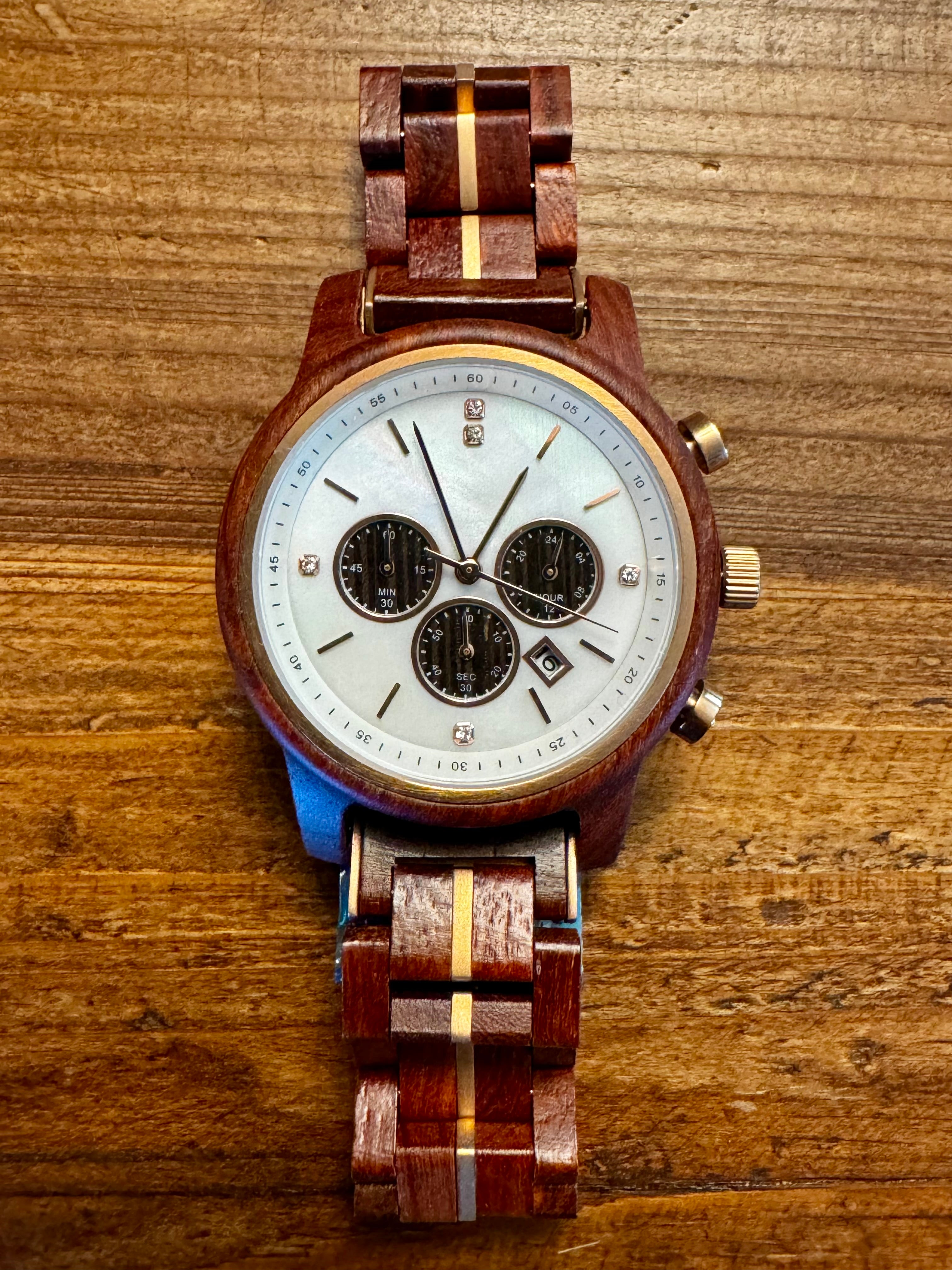Shell Dial Chronograph Wood Watch – Monkey Threads